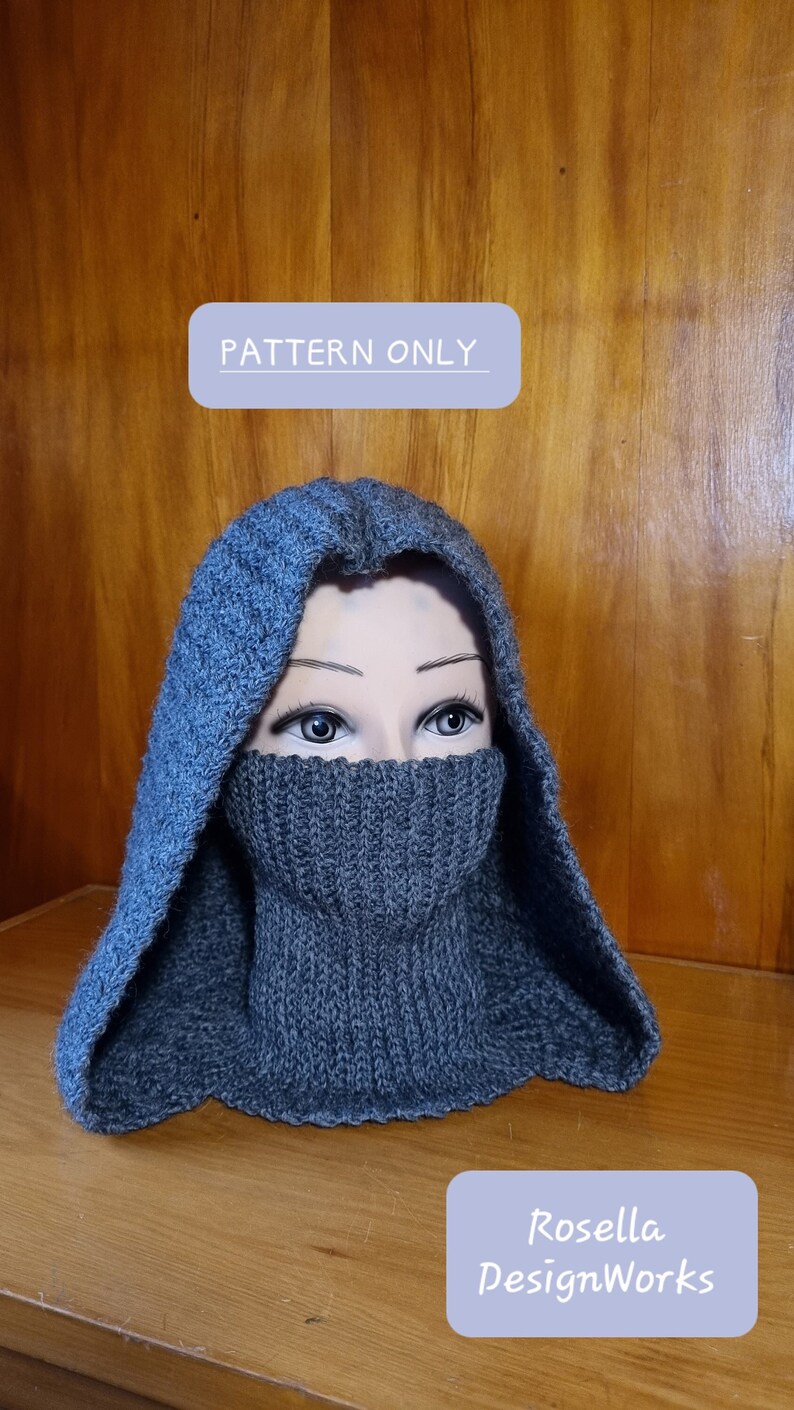 PATTERN: Crochet Hooded Cowl, Neck Warmer Hood, Easy Design, Pdf ...