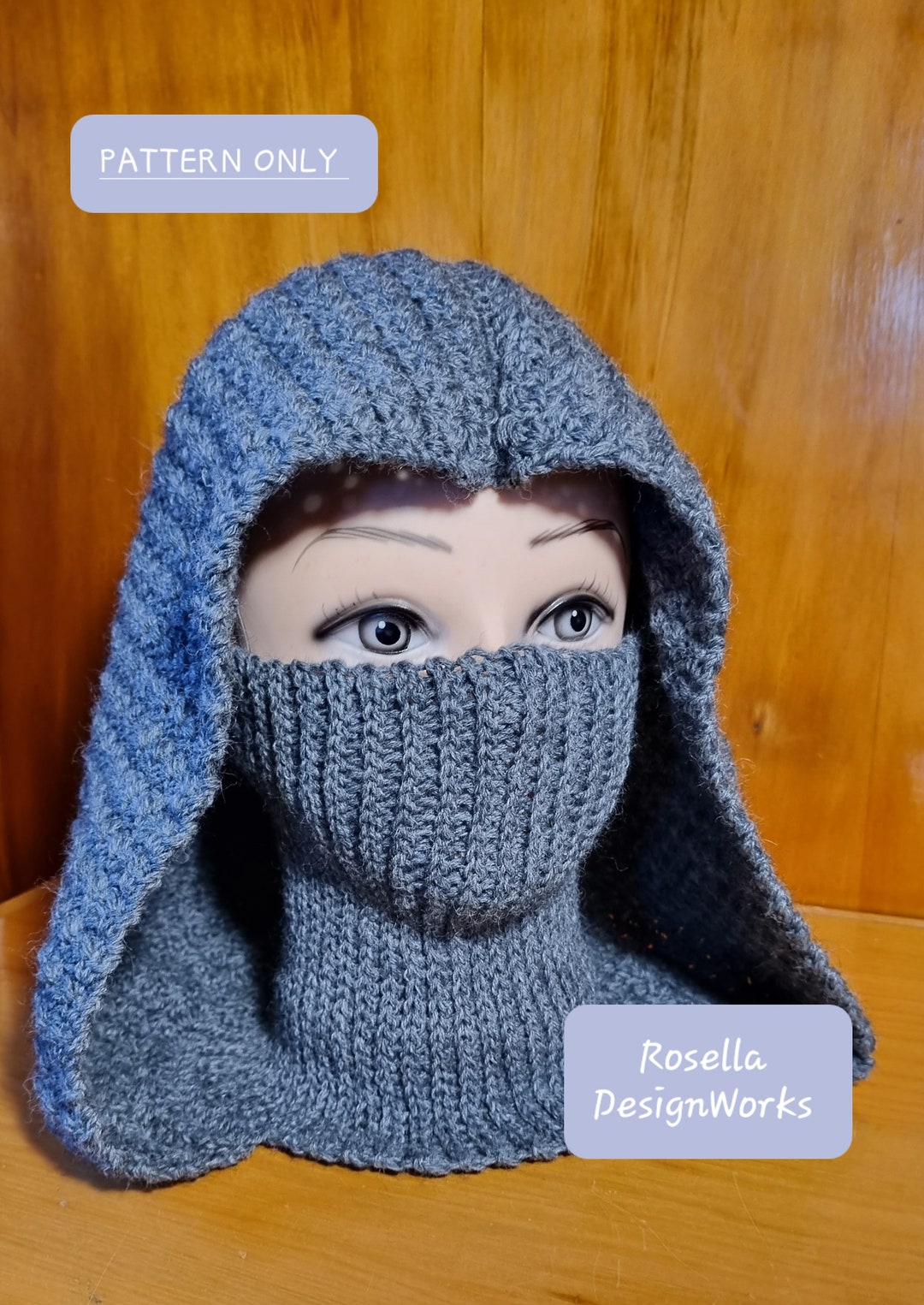 PATTERN: Crochet Hooded Cowl, Neck Warmer Hood, Easy Design, Pdf ...