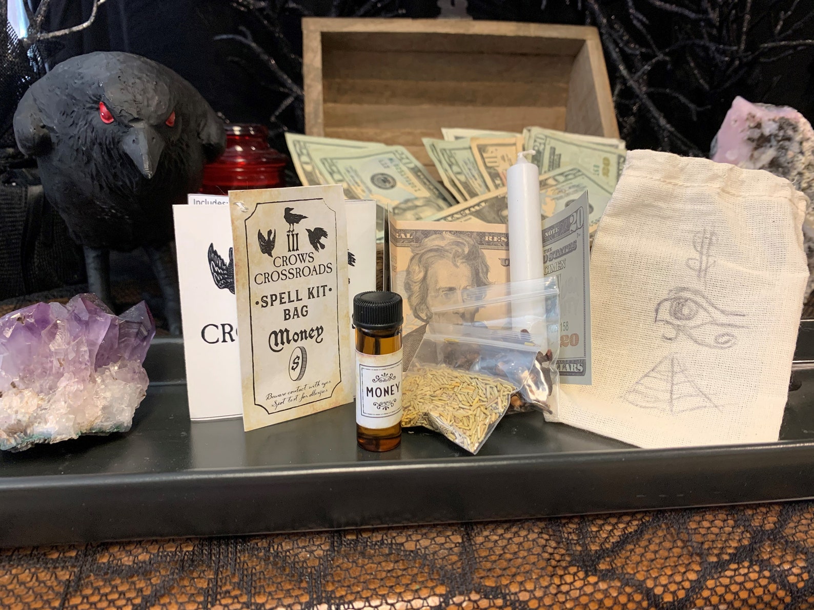 Money Spell Bag ~ Witchcraft Kit ~ All Natural: III Crows Crossroads - Etsy