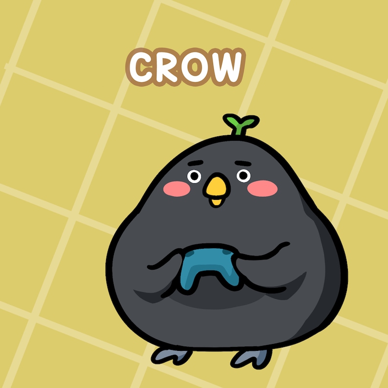 Pngtuber | 'CROW' Cute Talking Plump Birb | Ready for Discord Reactive ...