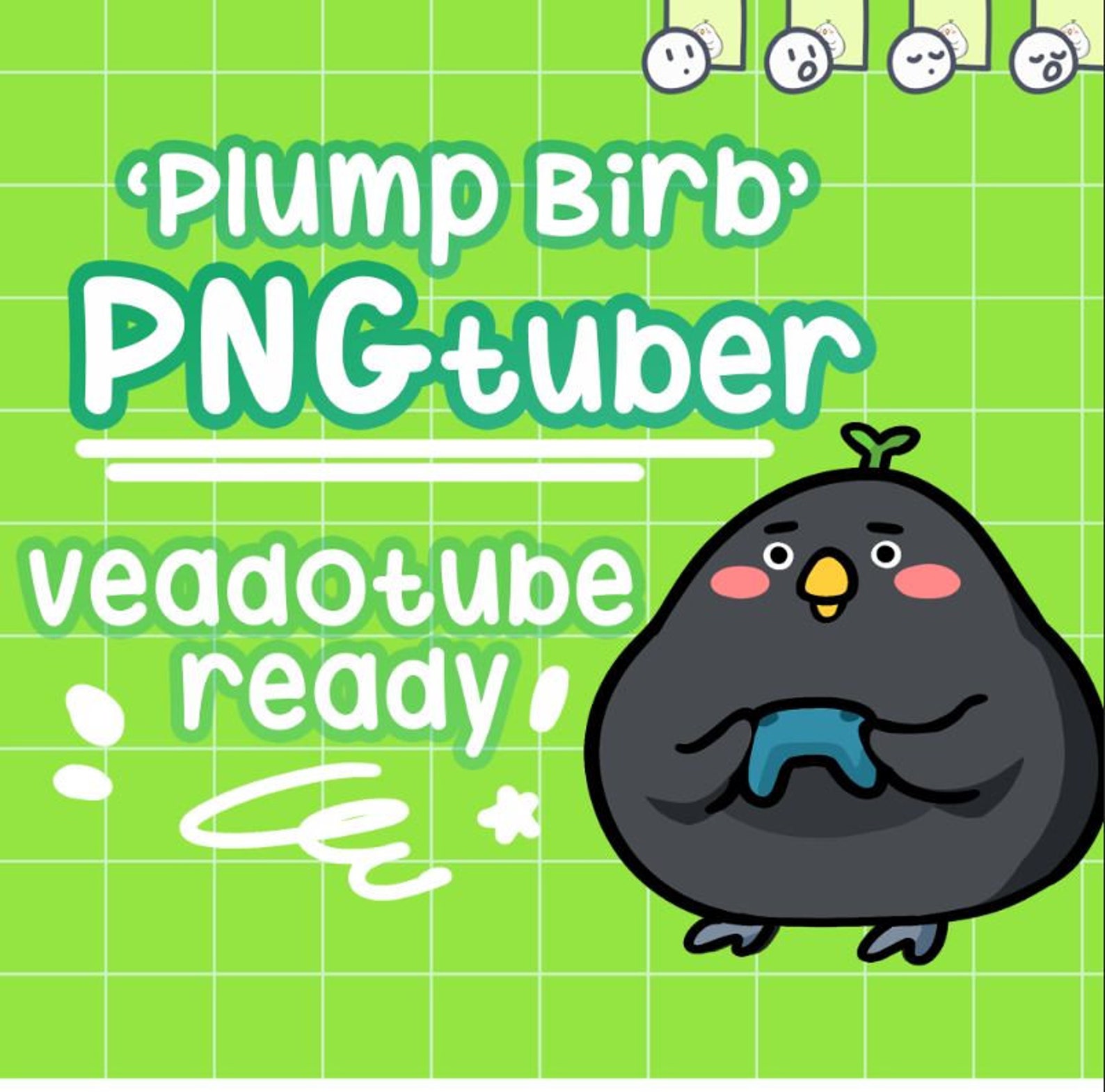 Pngtuber | 'CROW' Cute Talking Plump Birb | Ready for Discord Reactive ...