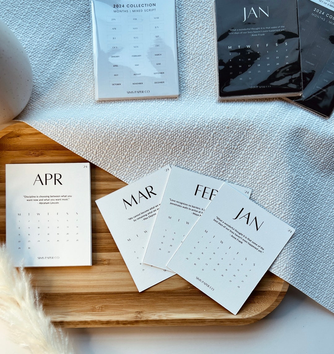 2024 Monthly Calendar Cards Set 2024 Months Cards 2024 - Etsy Canada