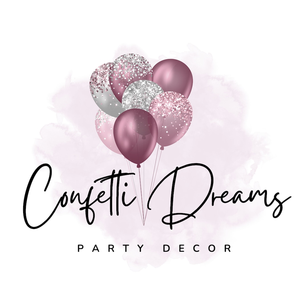 Premade Balloon Logo Design, Branding Kit, Watercolor Logo Design ...