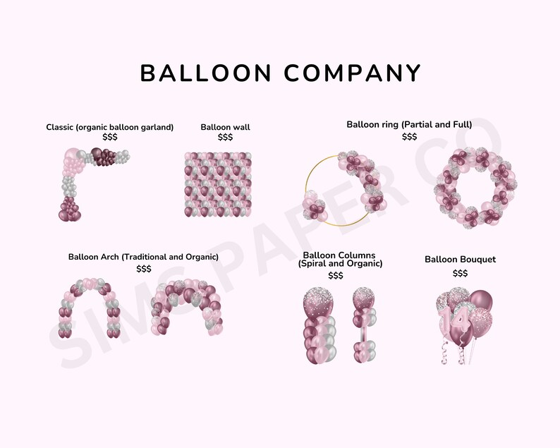 DIY Balloon Menu Design Balloon Pricing Menu Balloon Price - Etsy