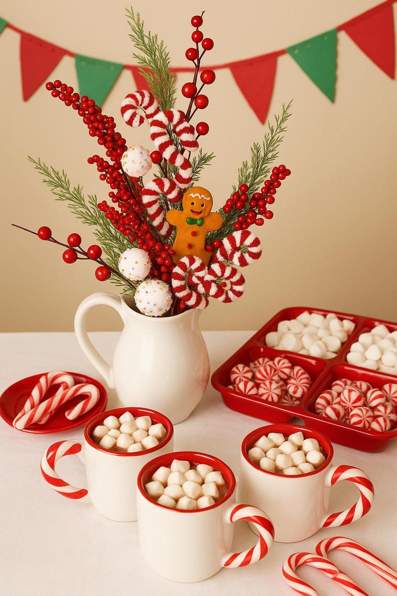 Christmas Candyland Peppermint Pick | Gingerbread Candy Spray ...