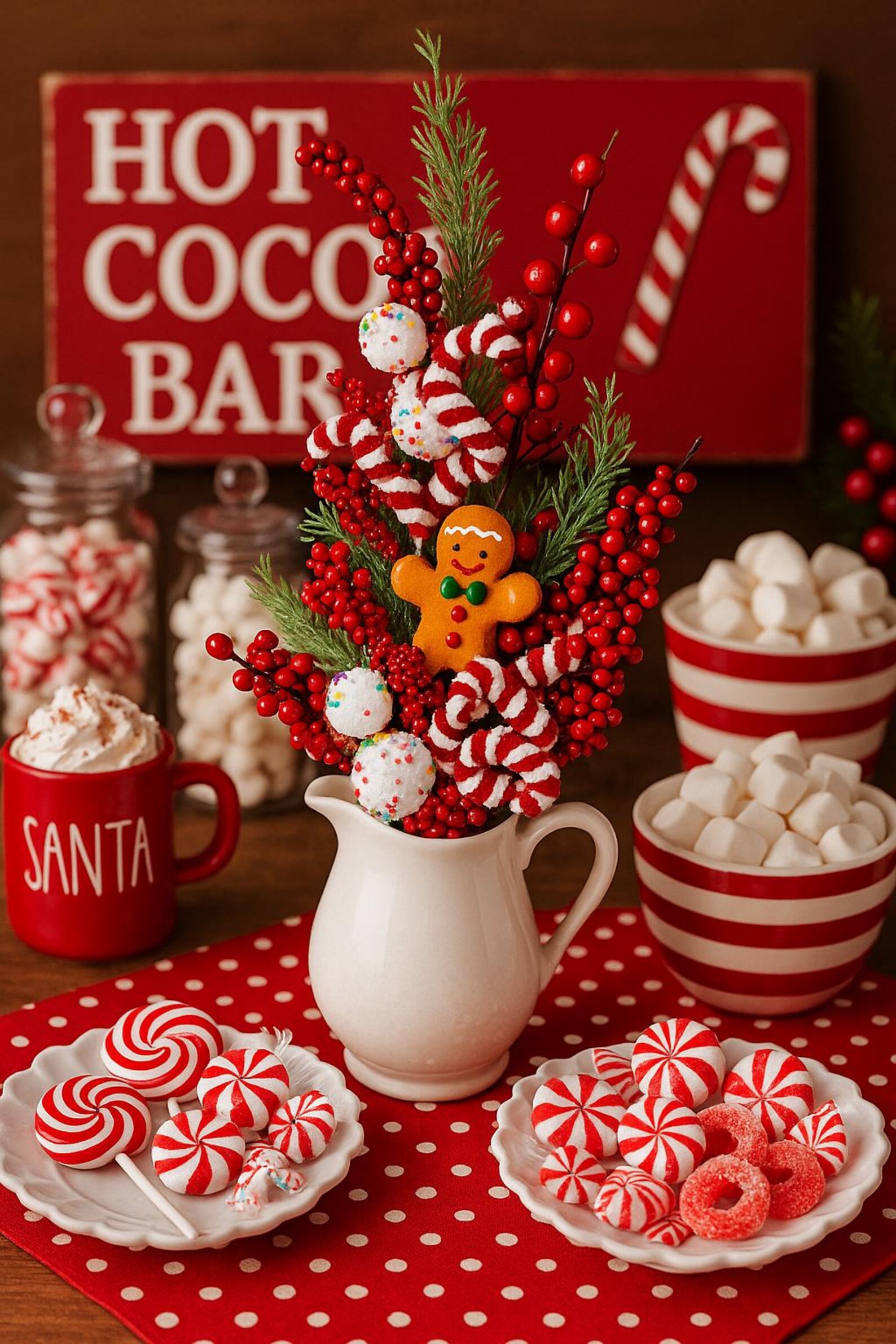 Christmas Candyland Peppermint Pick | Gingerbread Candy Spray ...