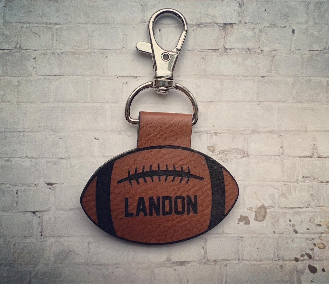 Football Leather Keychain / School Sports / Youth Sports / Gear Bag Tag ...
