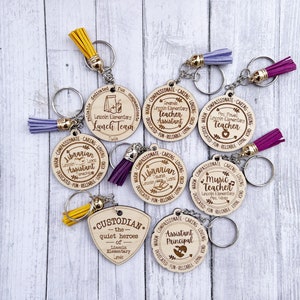 School Position Keychains, Lunch Lady, Principal, Teacher, Assistant ...