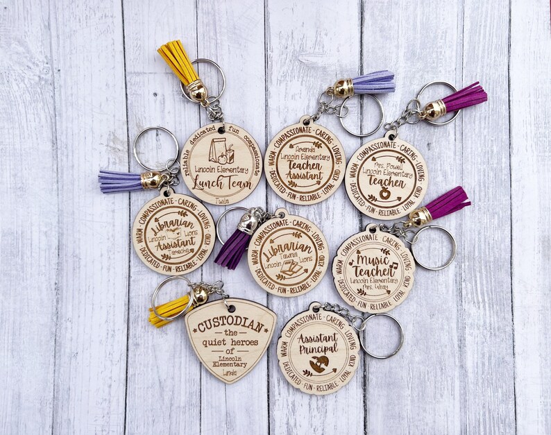 School Position Keychains, Lunch Lady, Principal, Teacher, Assistant ...