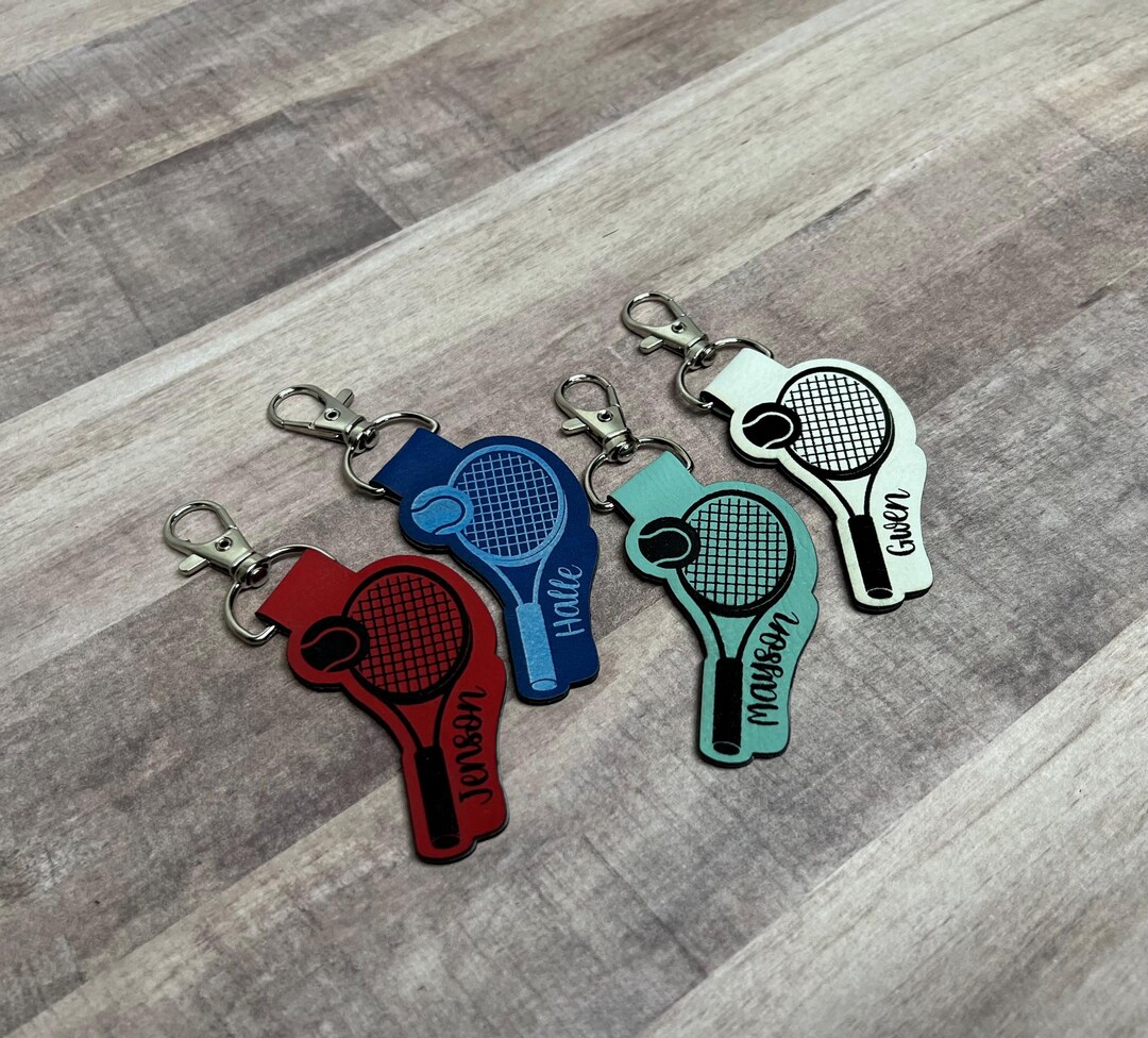 Tennis / Leather Keychain / School Sports / Youth Sport / Gear Bag Tag ...