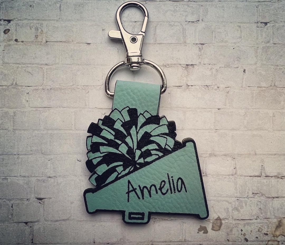 Cheerleading / Leather Keychain / School Sports / Youth / Gear Bag Tag ...