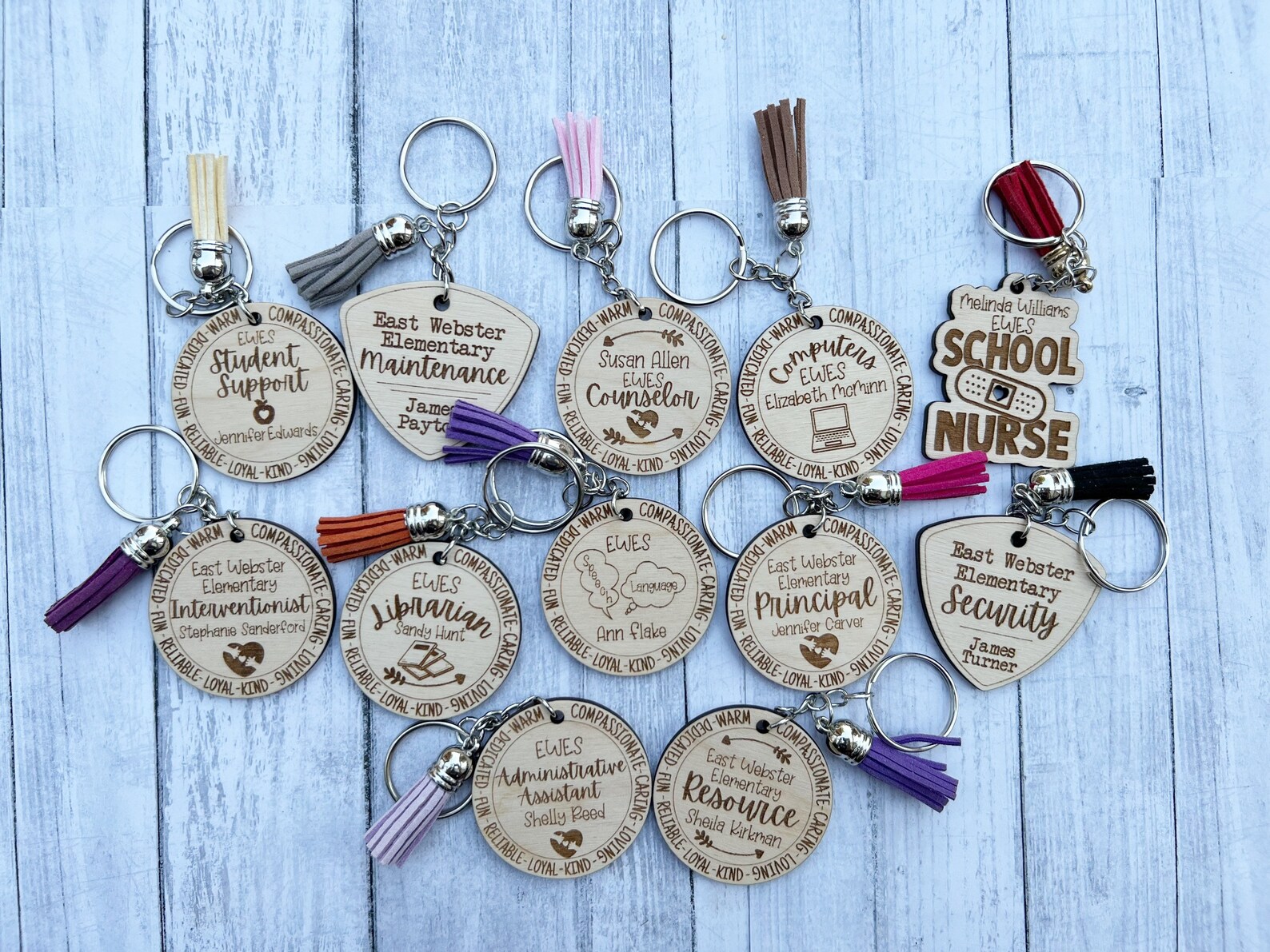 School Position Keychains, Lunch Lady, Principal, Teacher, Assistant ...