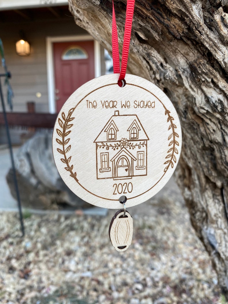 The Year We Stayed Home Christmas Ornament, Mask, Stayed Home, 2020 ...