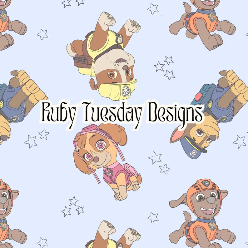 Paw Patrol Character Seamless Pattern Tile Digital Download File for ...