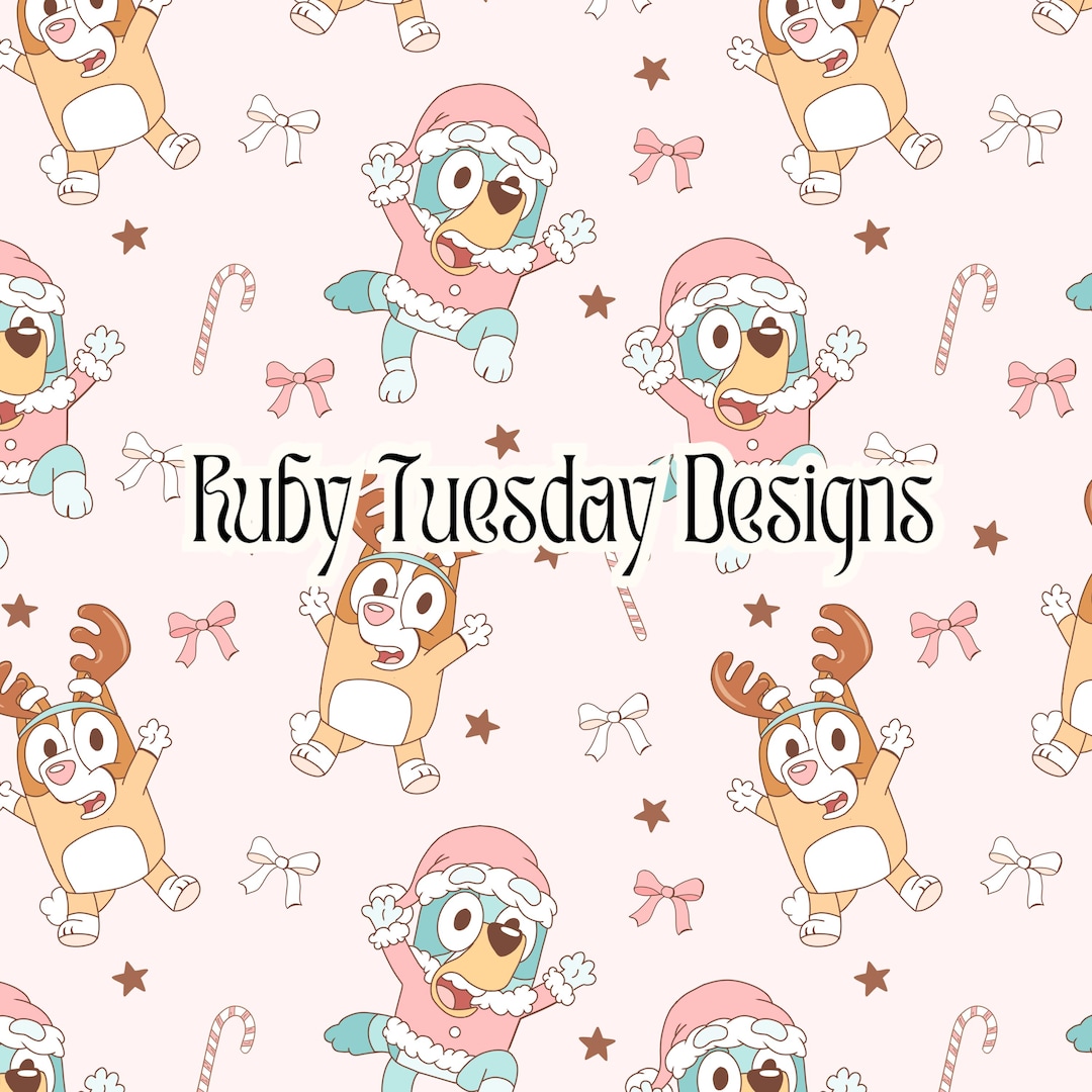 Blue Dog Christmas Character Seamless Pattern Tile Digital Download ...
