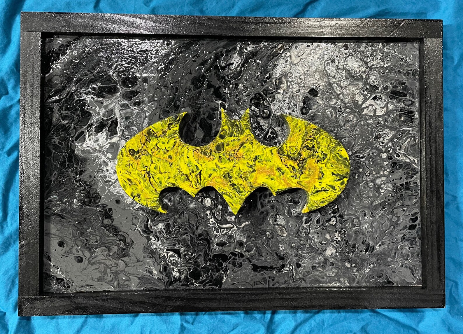 Batman paint poured wall art | Etsy