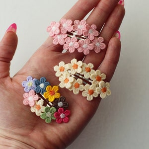 Flower Hair Snap Clip | White Daisy Clip | Pink Rainbow Floral Hair ...