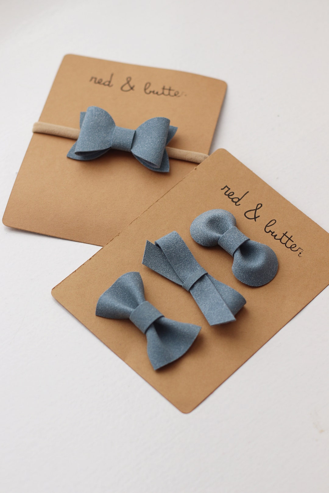 Vegan Suede Bows Blue Hair Bow Cobalt Denim Hair Clip Baby Bow Headband ...
