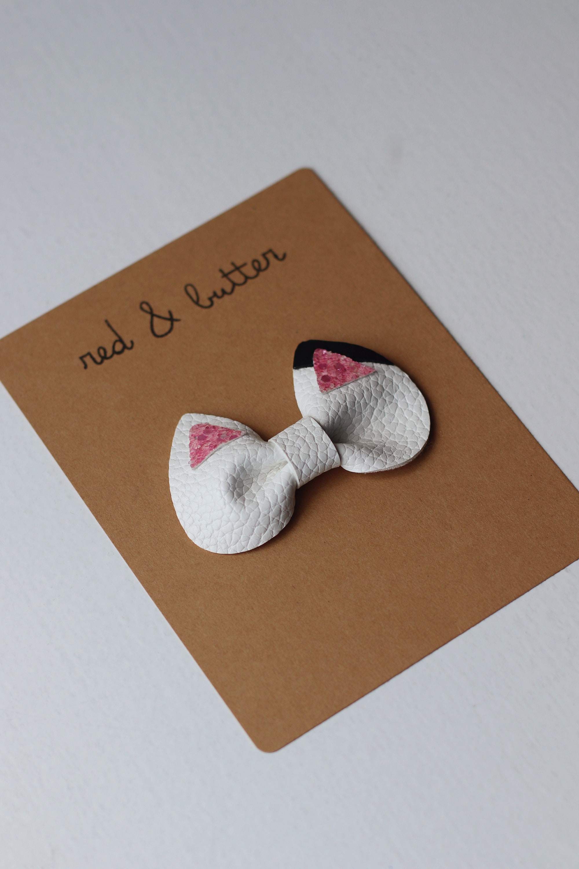 Vegan Leather Gabby's Dollhouse Bow Cat Ear Bow White - Etsy