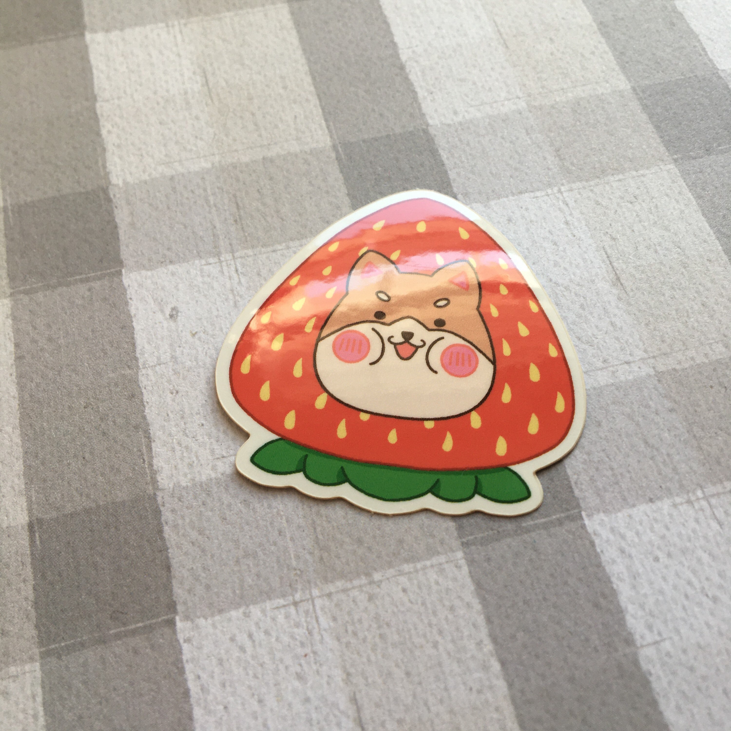 Strawberry shiba Vinyl sticker | Etsy