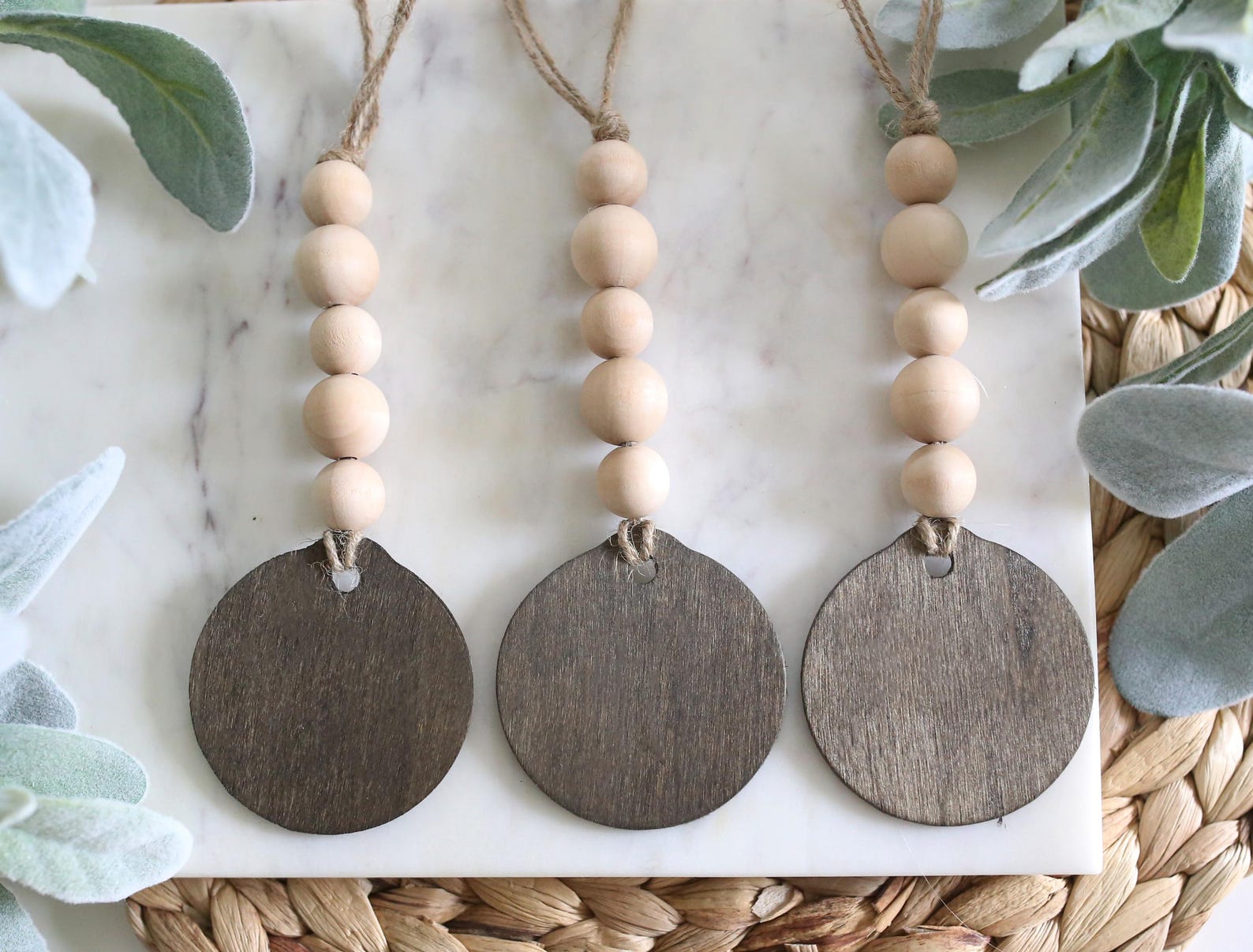 20 Blank Stocking Tags / Round, Walnut Stained, Beaded - Etsy