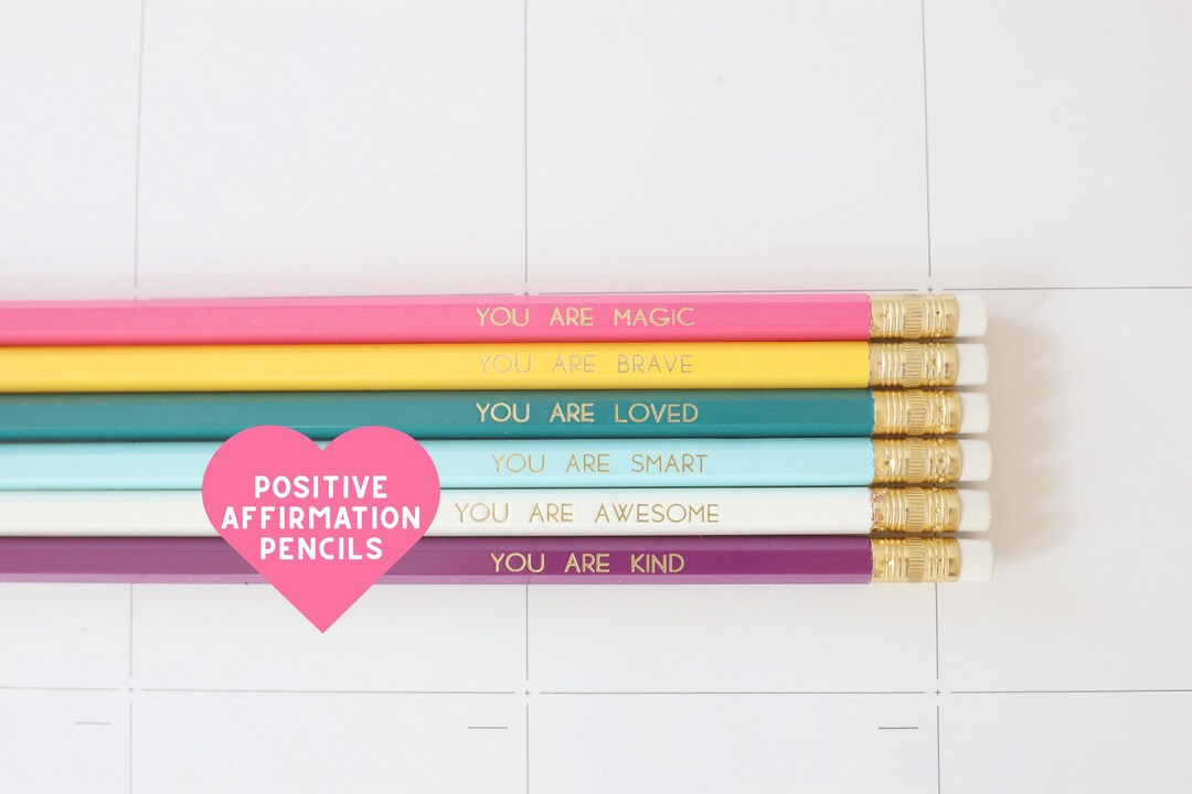 Positive Affirmation Pencils Set: Gold Foil Stamped - Etsy