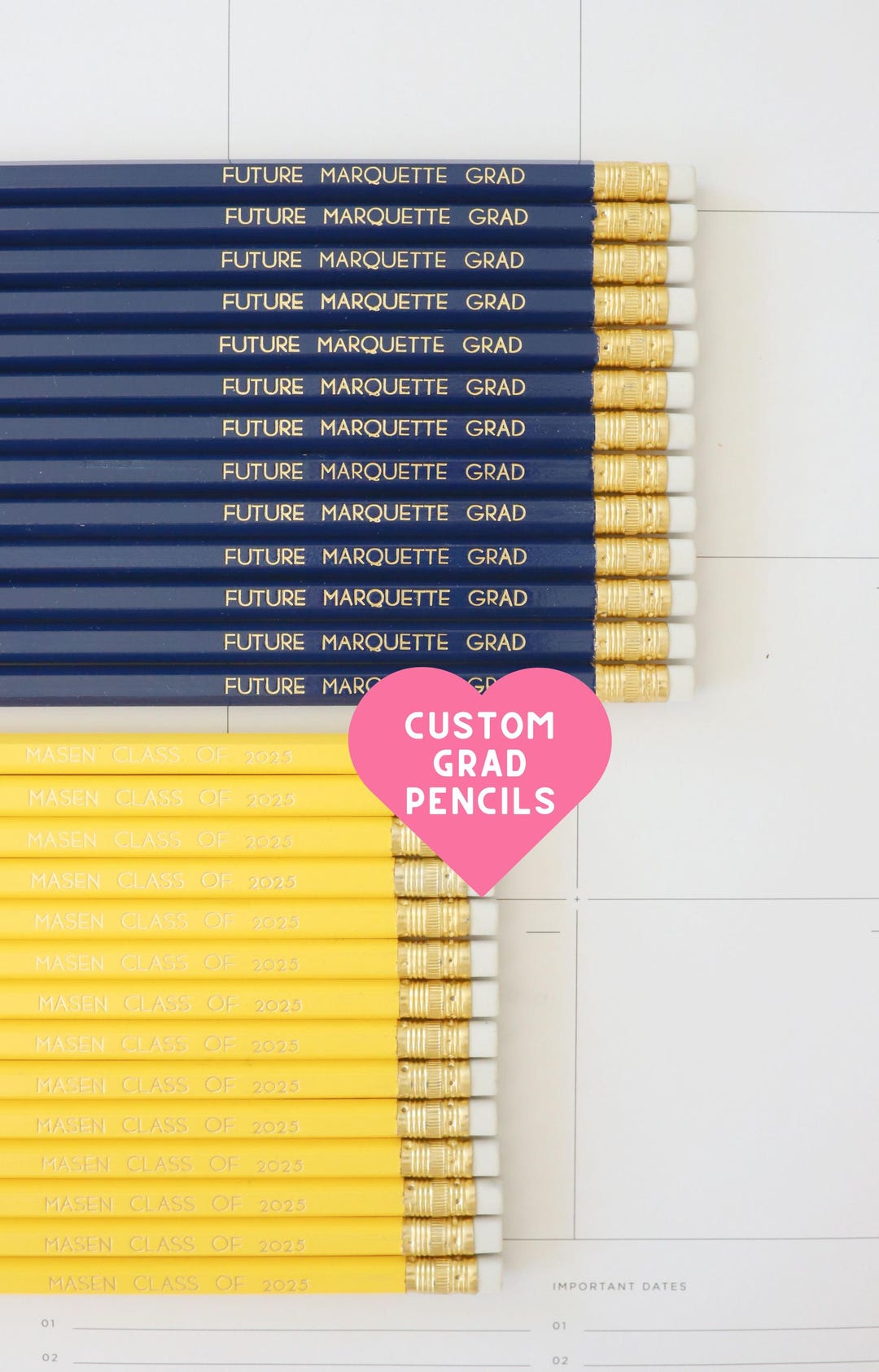Set of 12 / Graduation Pencils / Custom Hand Stamped Foil Pencils ...