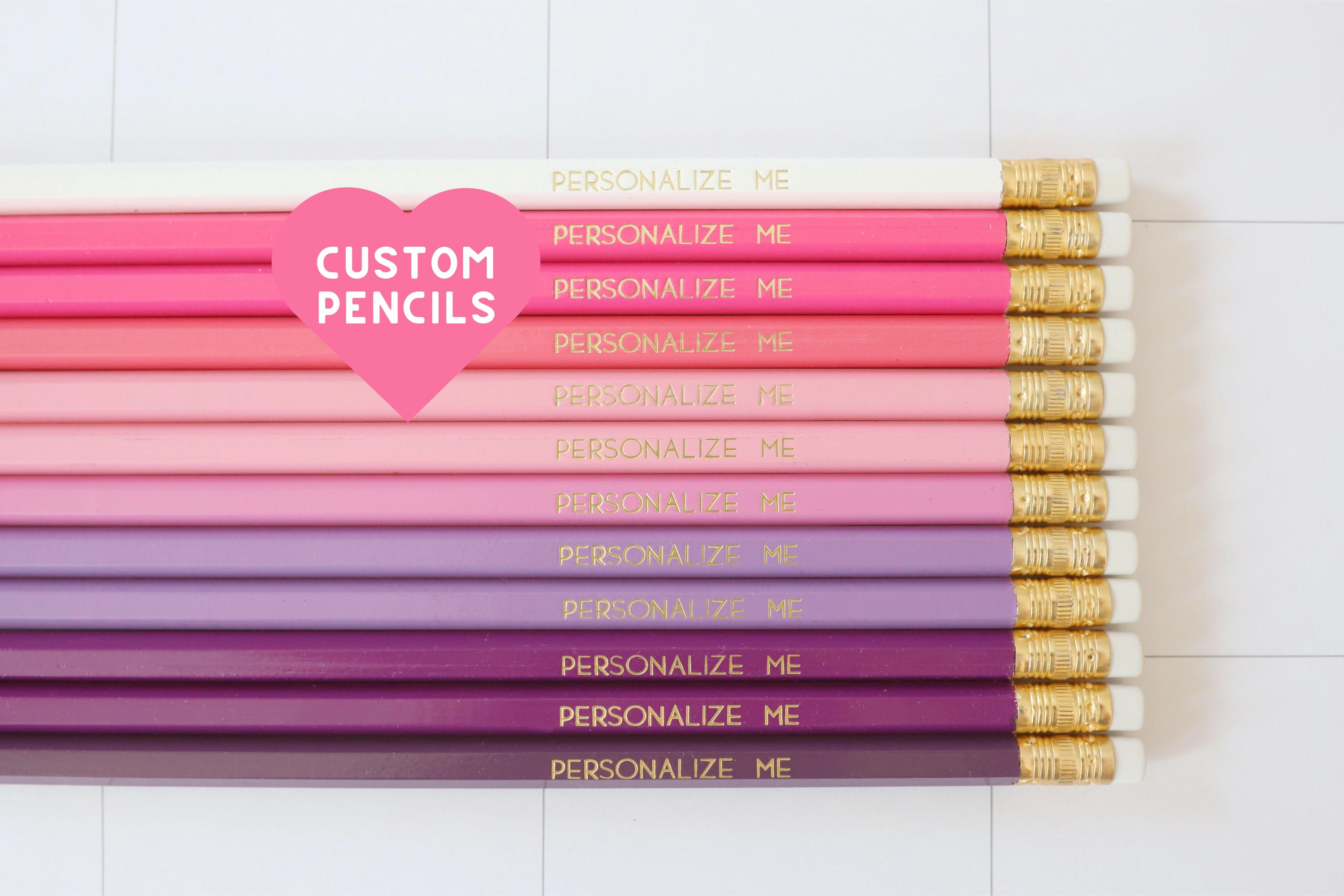 Personalized Pencils Set of 12: Custom Stationery, Gold Foil Stamped - Etsy