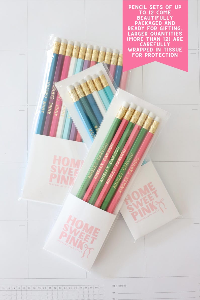 Personalized Pencils Set of 12: Custom Stationery, Gold Foil Stamped - Etsy