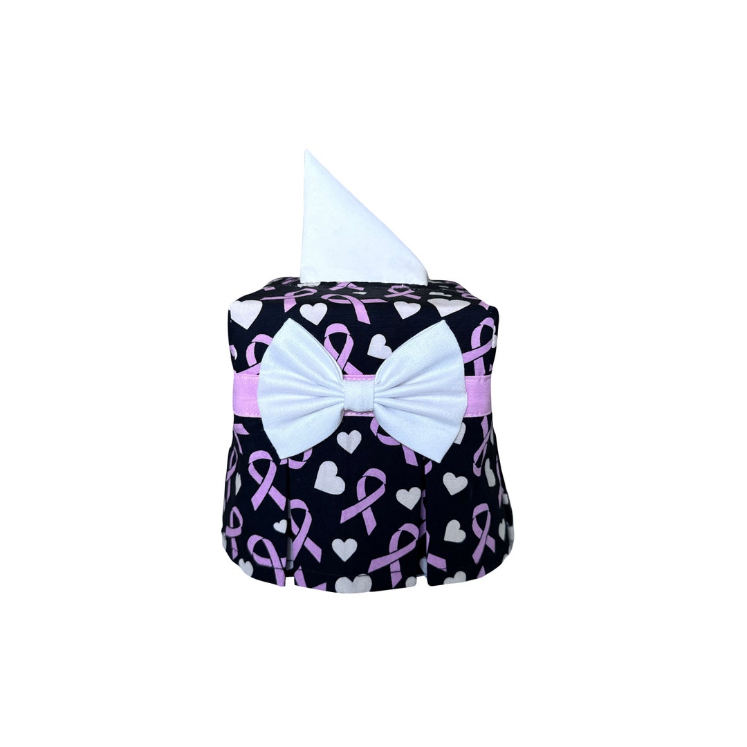 Small Cube Tissue Box Cover, Pink Ribbon-themed Square Tissue Box Cover ...