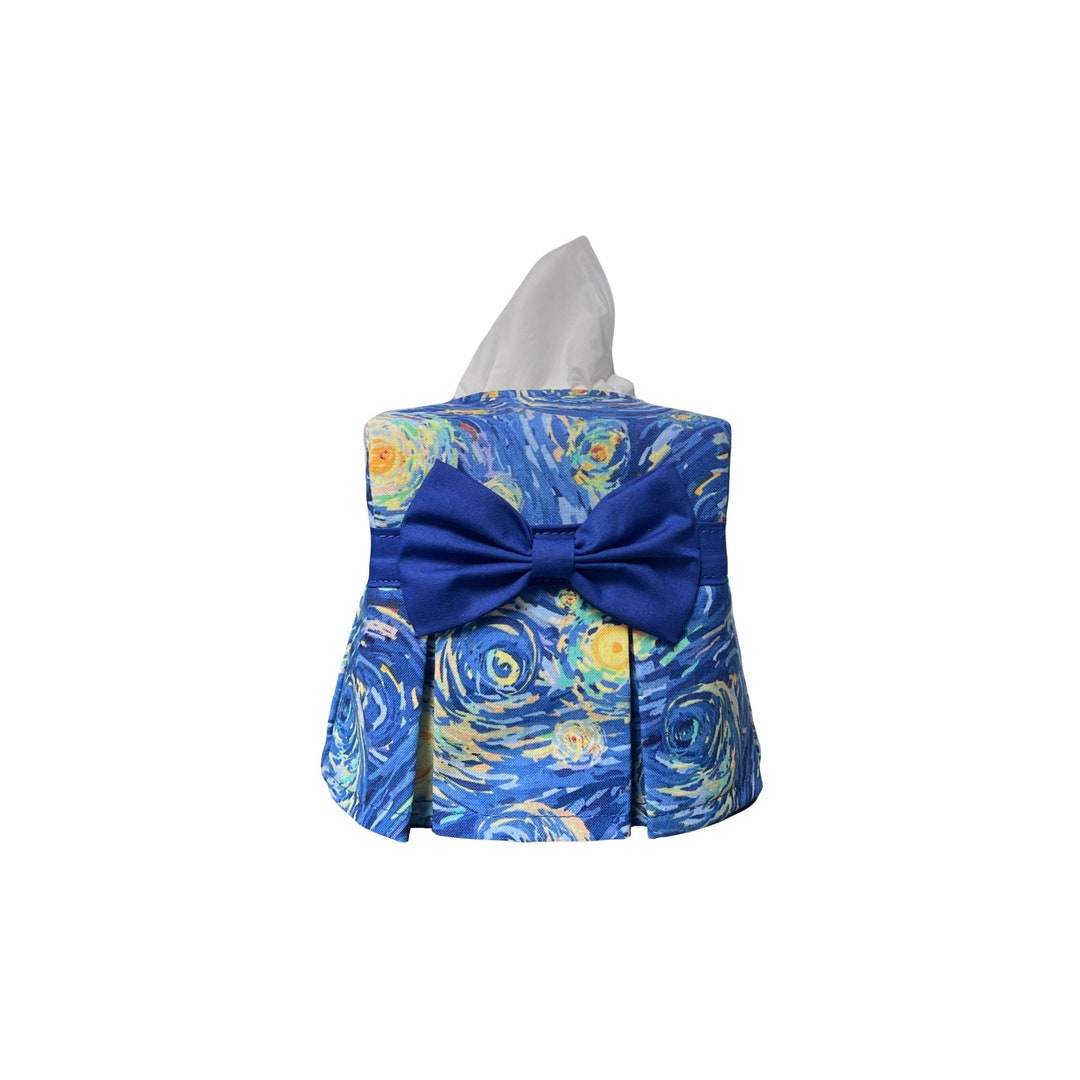 Blue Swirls Small Cube Tissue Box Cover - With Blue Bow. Cube Tissue ...