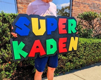 Mario Name Sign Mario Decor Super Mario Decorations Super - Etsy