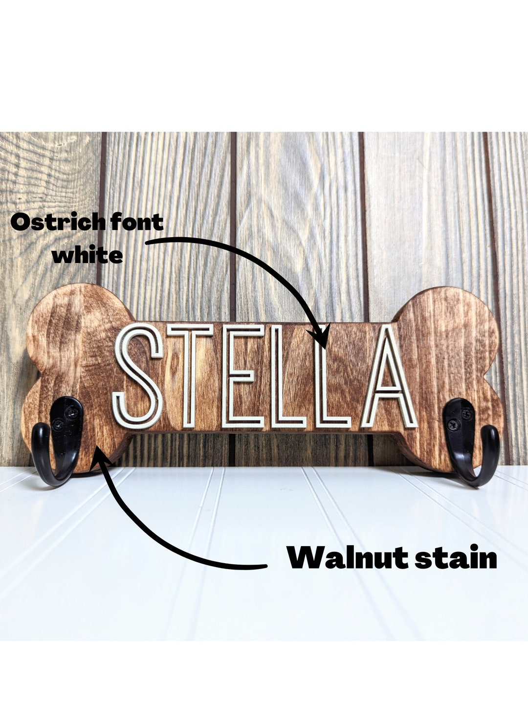 Wooden Leash Holder, Dog Name Sign, Dog Bone Leash Hanger, Custom Leash ...