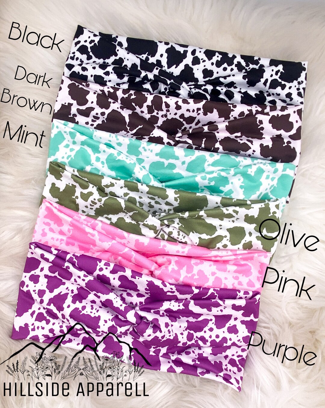 Cow Print Twisted Headbands | Adult Twisted Headbands | Stretchy ...