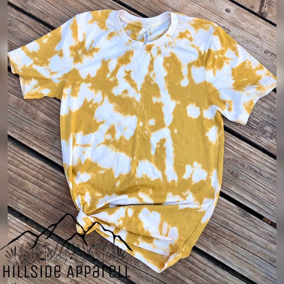 Mustard Yellow Acid Wash Bleach Style T-shirt | Tee Shirt | Bleach Tee ...