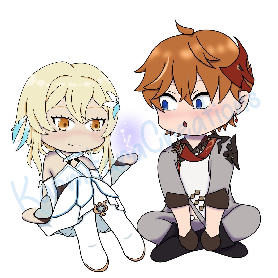 Lumine and Childe Tartaglia Chilumi Genshin Impact Chibi Sticker - Etsy