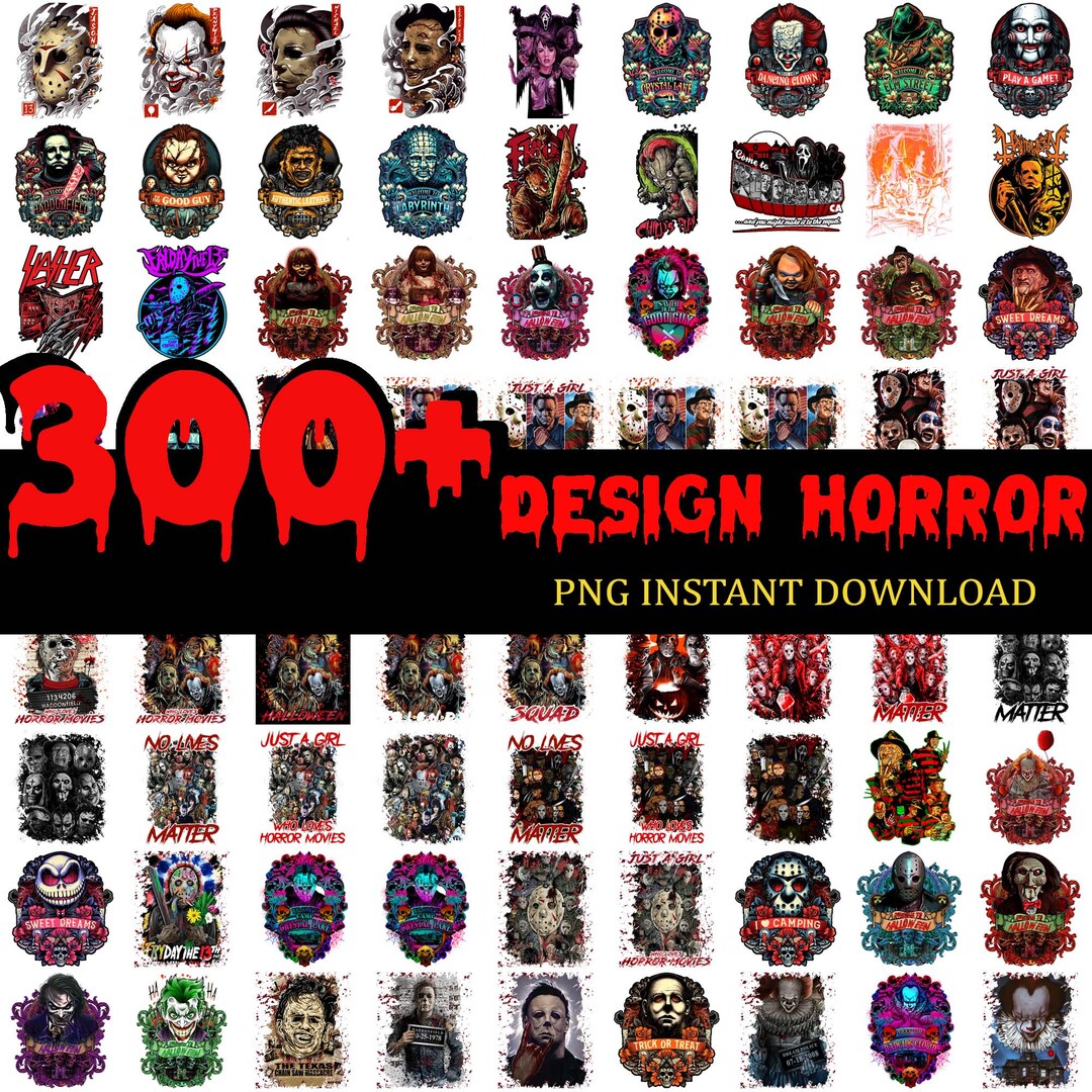 300 Horror Characters Pnghorror Clipart Sublimation - Etsy