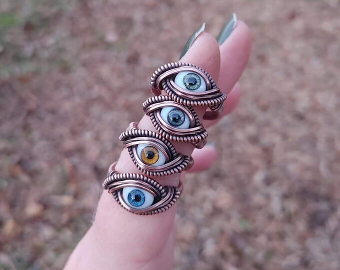 Green Prosthetic Eye Ring Esoteric Sterling Silver Eyeball Ring With ...