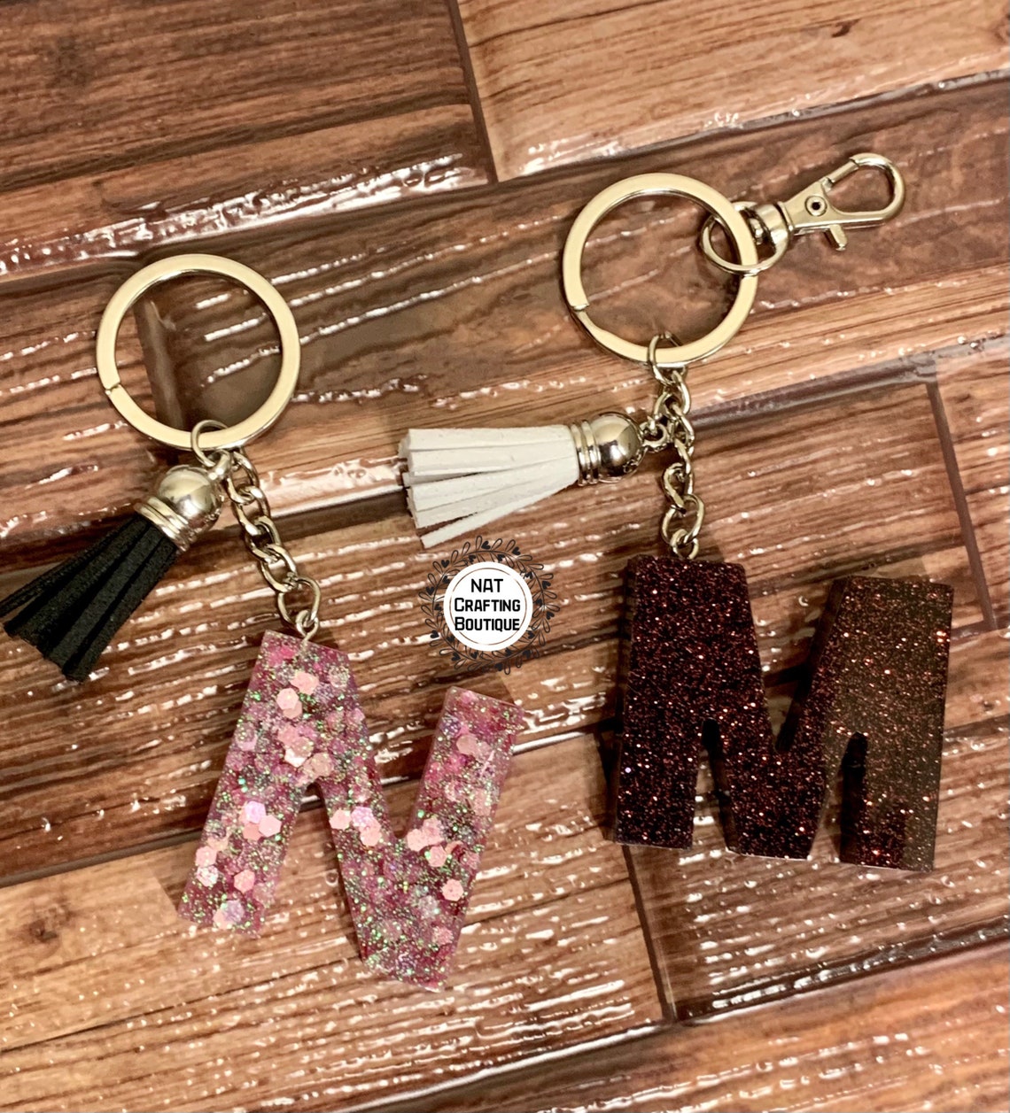 Alphabet resin Keychains for women/ Handmade custom | Etsy