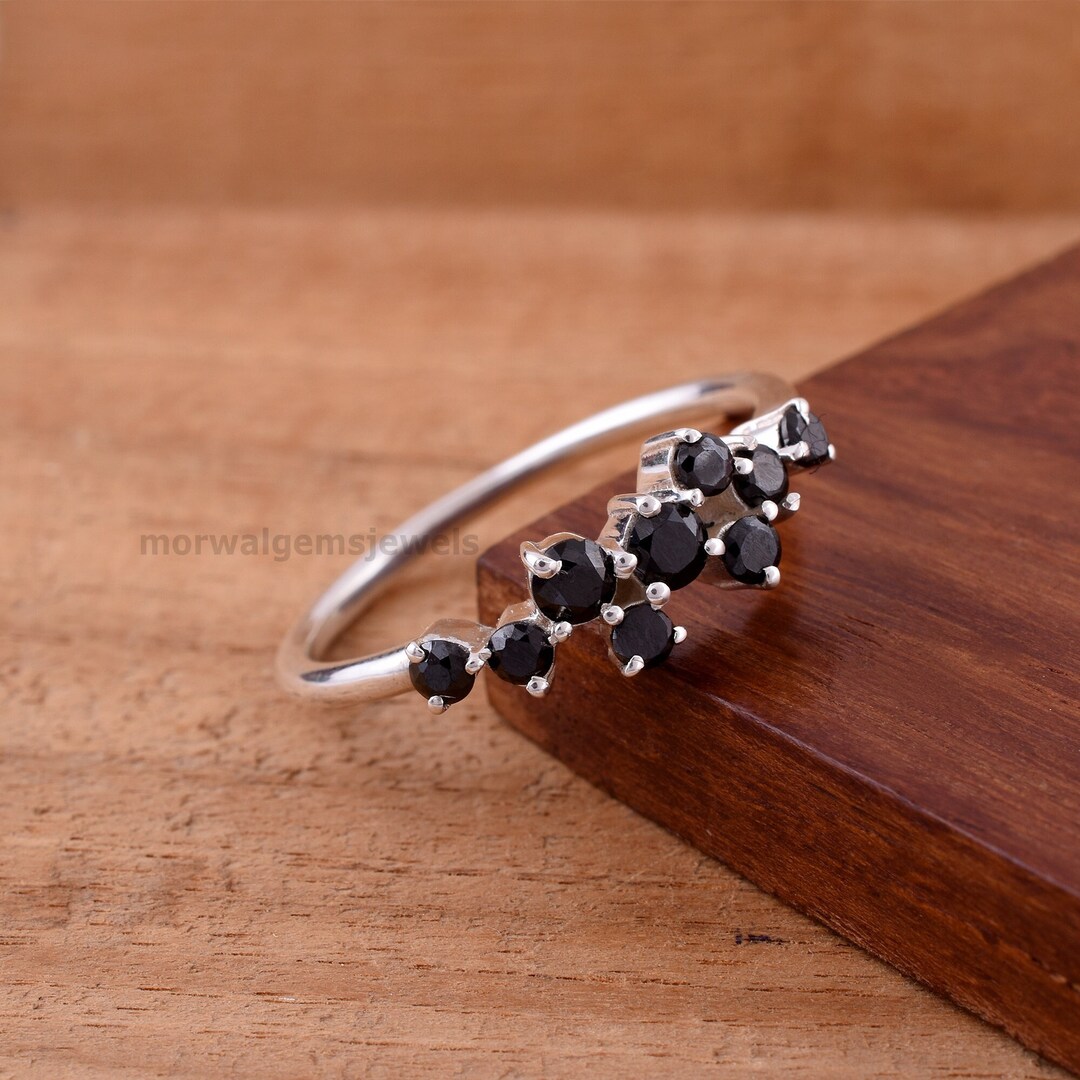 Black Spinel Ring Cluster Ring Wedding Ring Gemstone Ring - Etsy