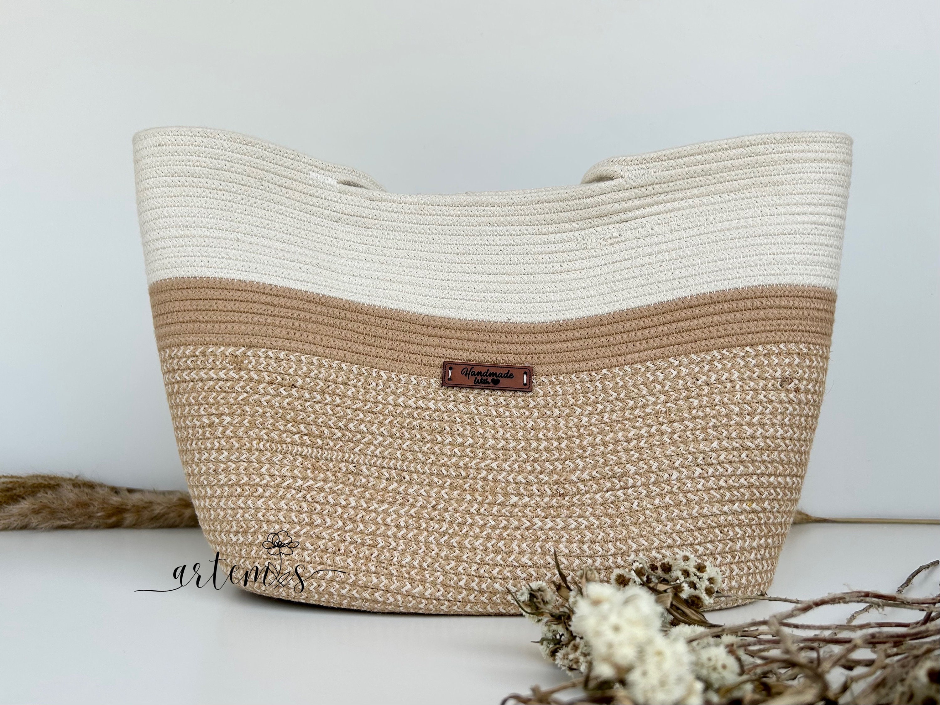 Cotton Rope Bag, Shoulder Bag, Woven Rope Beach Bag, Everyday Bag, Tote ...