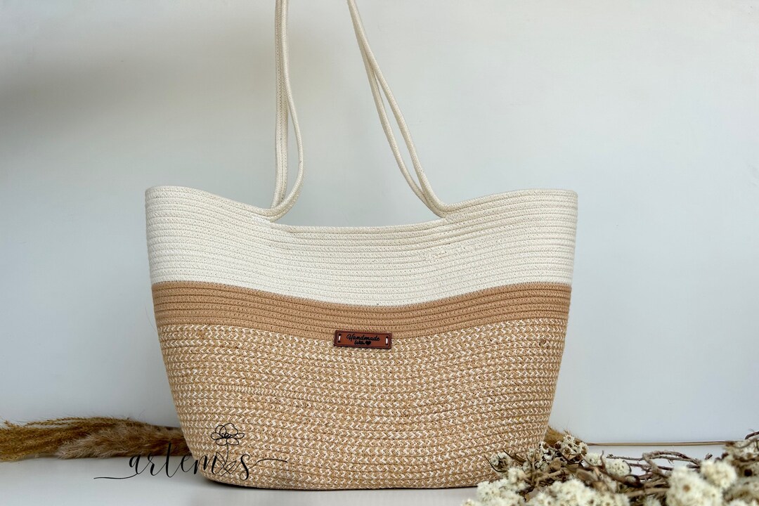 Cotton Rope Bag, Shoulder Bag, Woven Rope Beach Bag, Everyday Bag, Tote ...