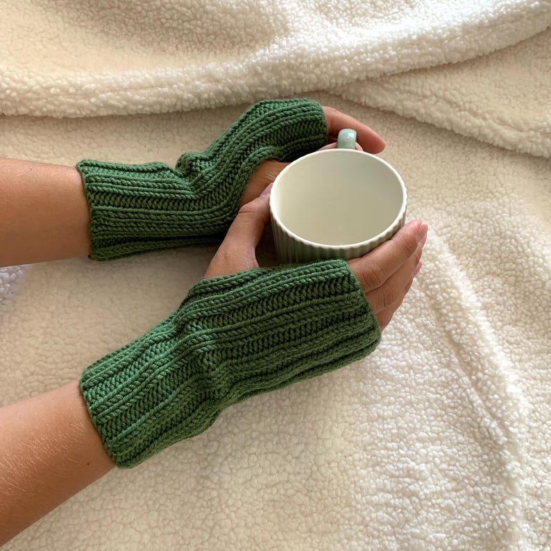 Knitted Fingerless Gloves Pattern: Cozy Hand Warmers (PDF Pattern) - Etsy