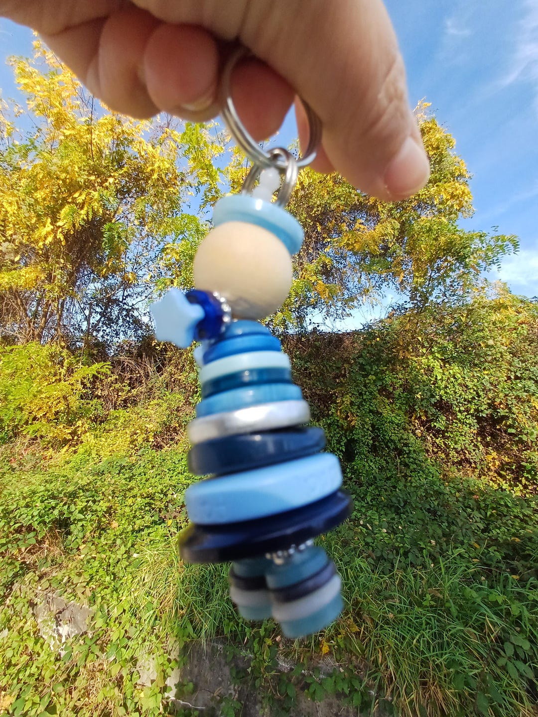 Button Pendant | Keychain Made From Old Buttons | Backpack Pendant Gift ...