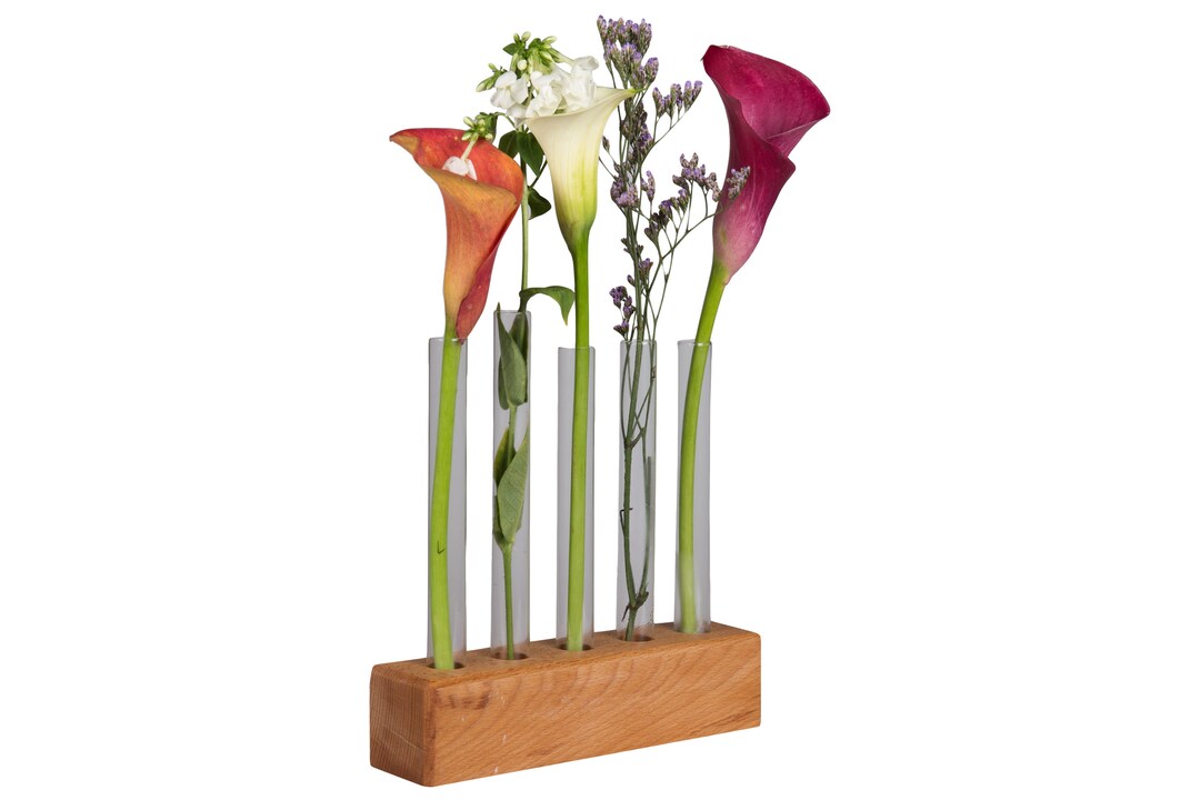 Test Tube Wood Flower Stand SMALL Home Decoration - Etsy