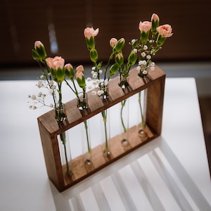 Test Tube Flower Stand in Nut Wood Color - Etsy