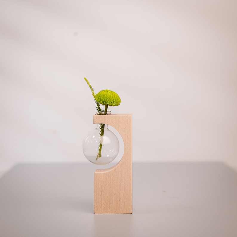 Test Tube Vase Wooden Stand Decoration Gift Idea Natural Beech - Etsy