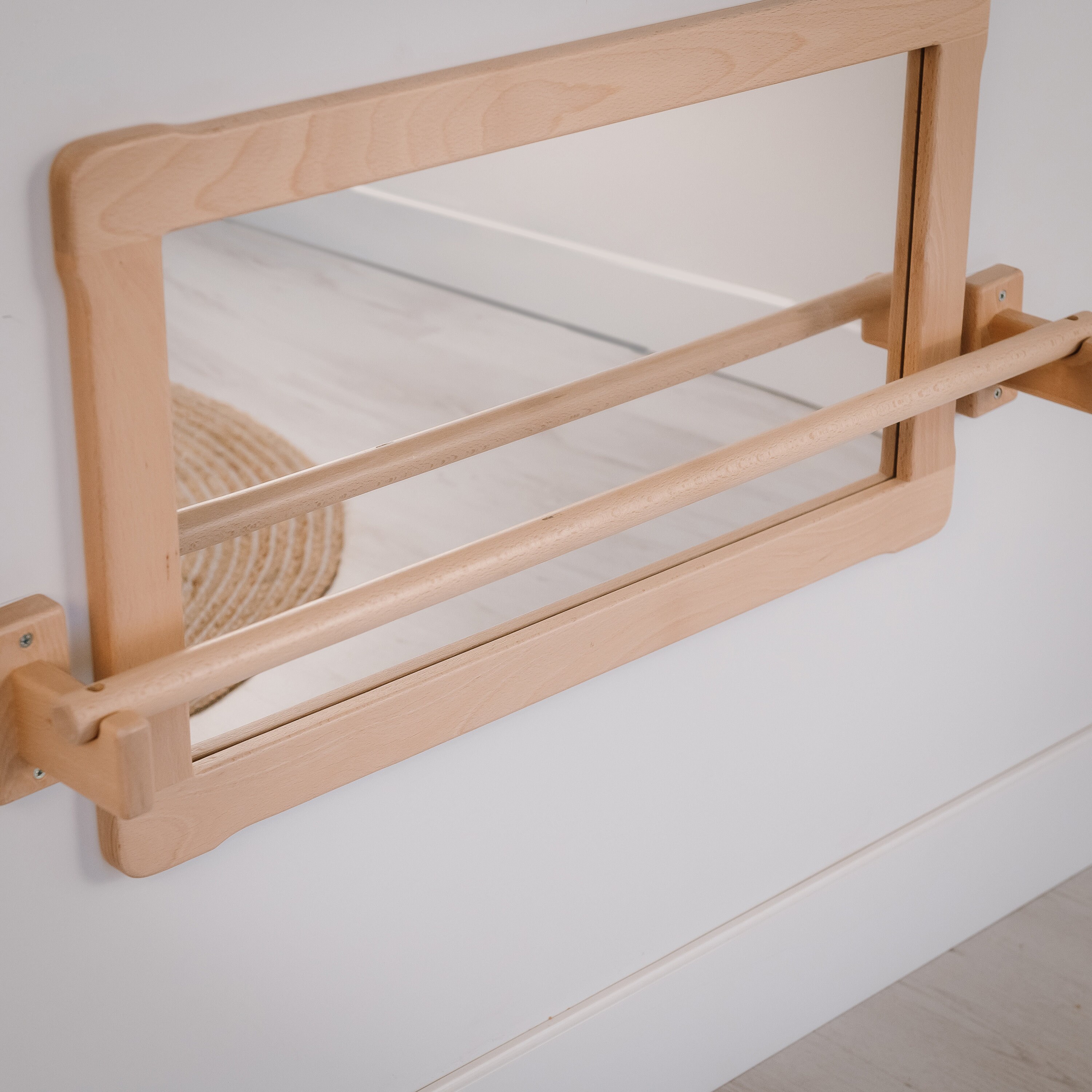 Montessori BIG Mirror With LONG Pull up Wooden Bar Gift for - Etsy