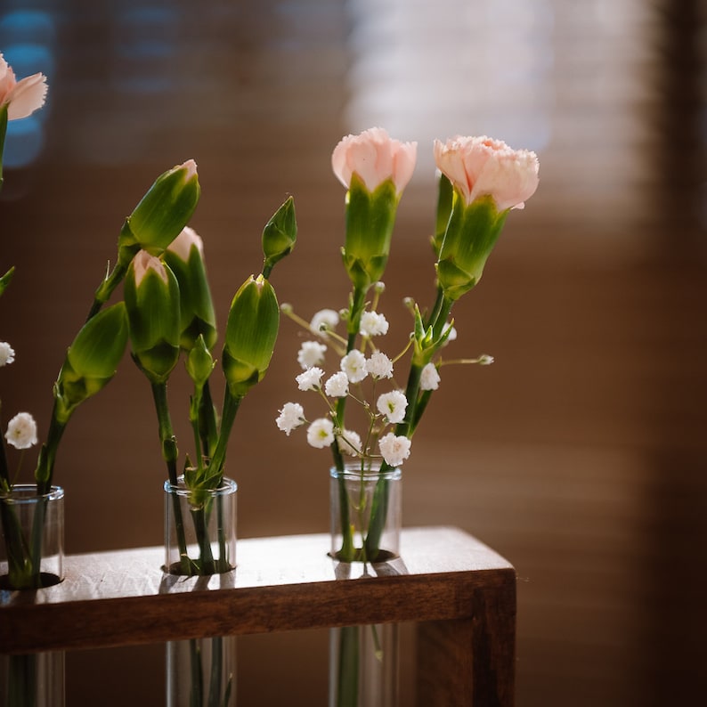 Test Tube Flower Stand in Nut Wood Color - Etsy