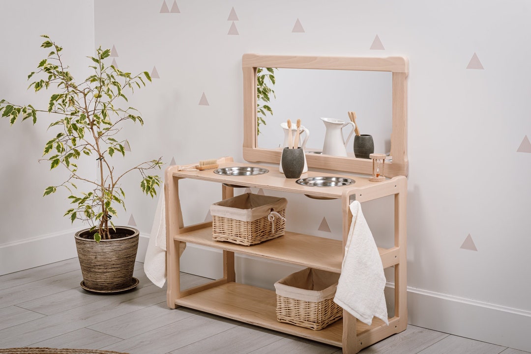 Wash Station TWIN Child Montessori Washbasin Toddler Waschtisch Kind ...